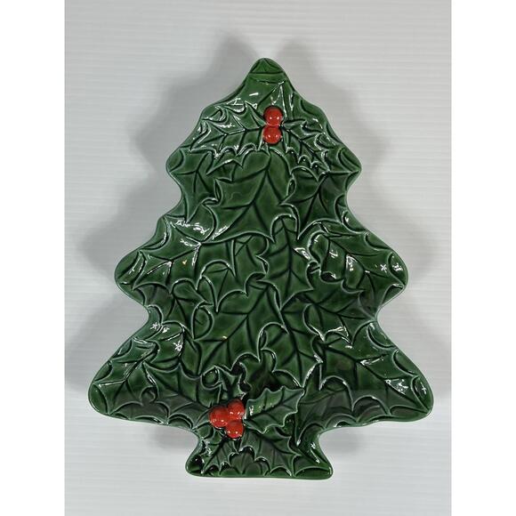 Lefton | Other | Vtg Lefton Green Holly Leaf Red Berry Ceramic ...